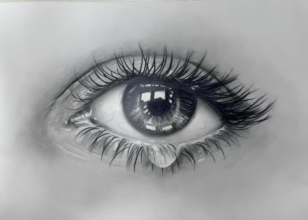 Pencil Drawing of Hyper Realistic Eye, Detailed Charcoal Pencil Sketch ...