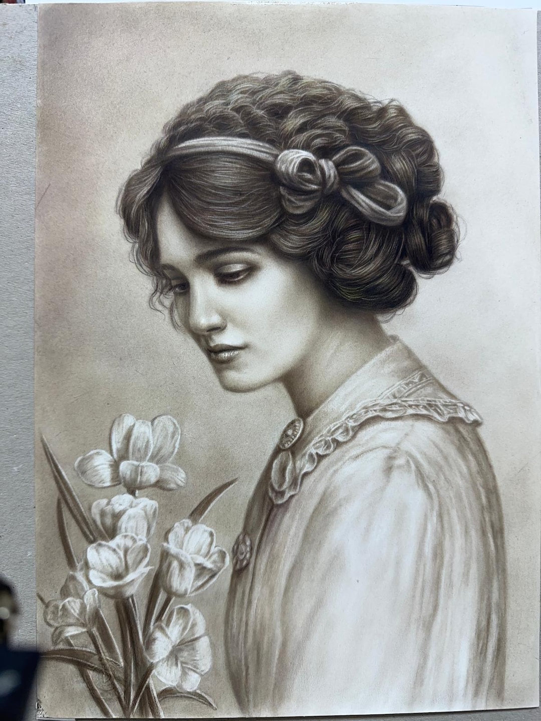 Vintage Lily Elsie Portrait Art Print, Antique Style Victorian Lady ...