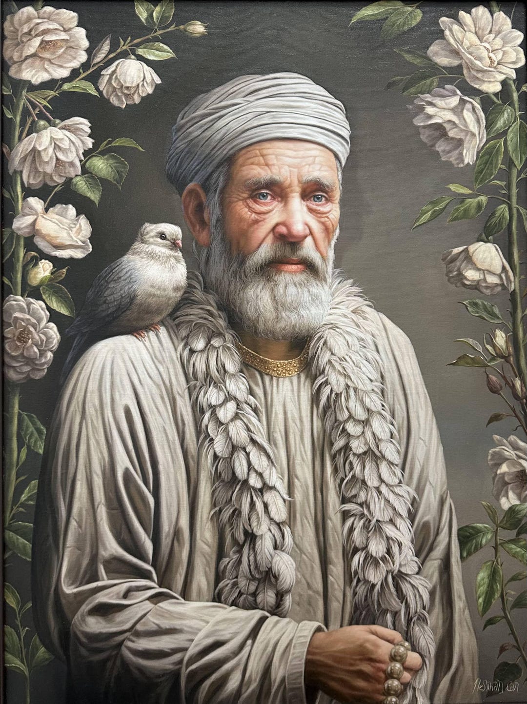 Realistic Old Wise Man Portrait Painting, Print of an Original Oil ...