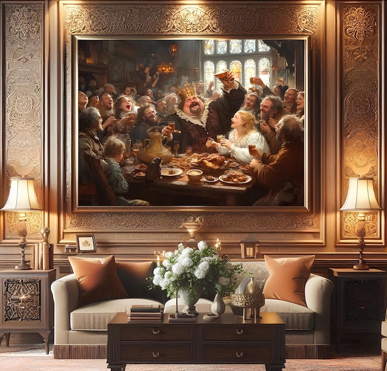 Baroque Style Feast Tavern Painting, Classic Renaissance Artwork ...