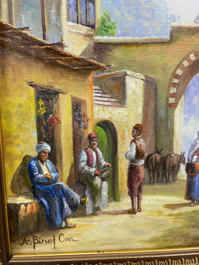 Original Vintage 19th Century Istanbul Turkey Oil Painting on Canvas ...