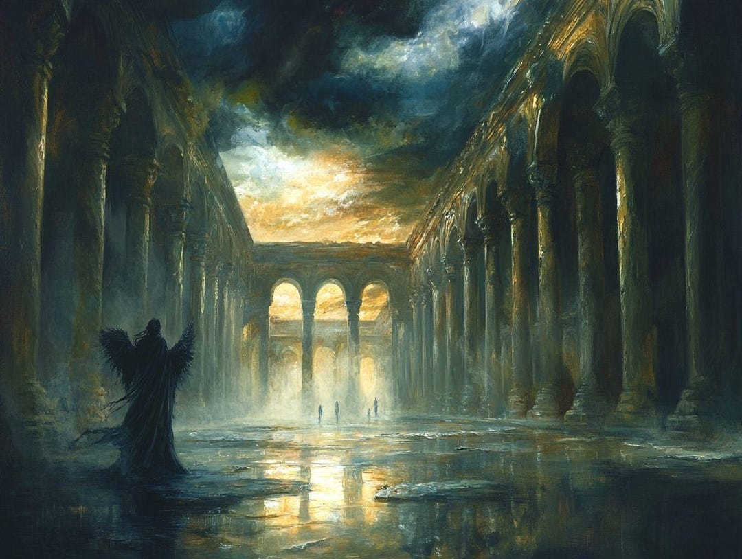 Dramatic Purgatory Painting, Dark Gothic Fantasy Angel Artwork, Surreal ...