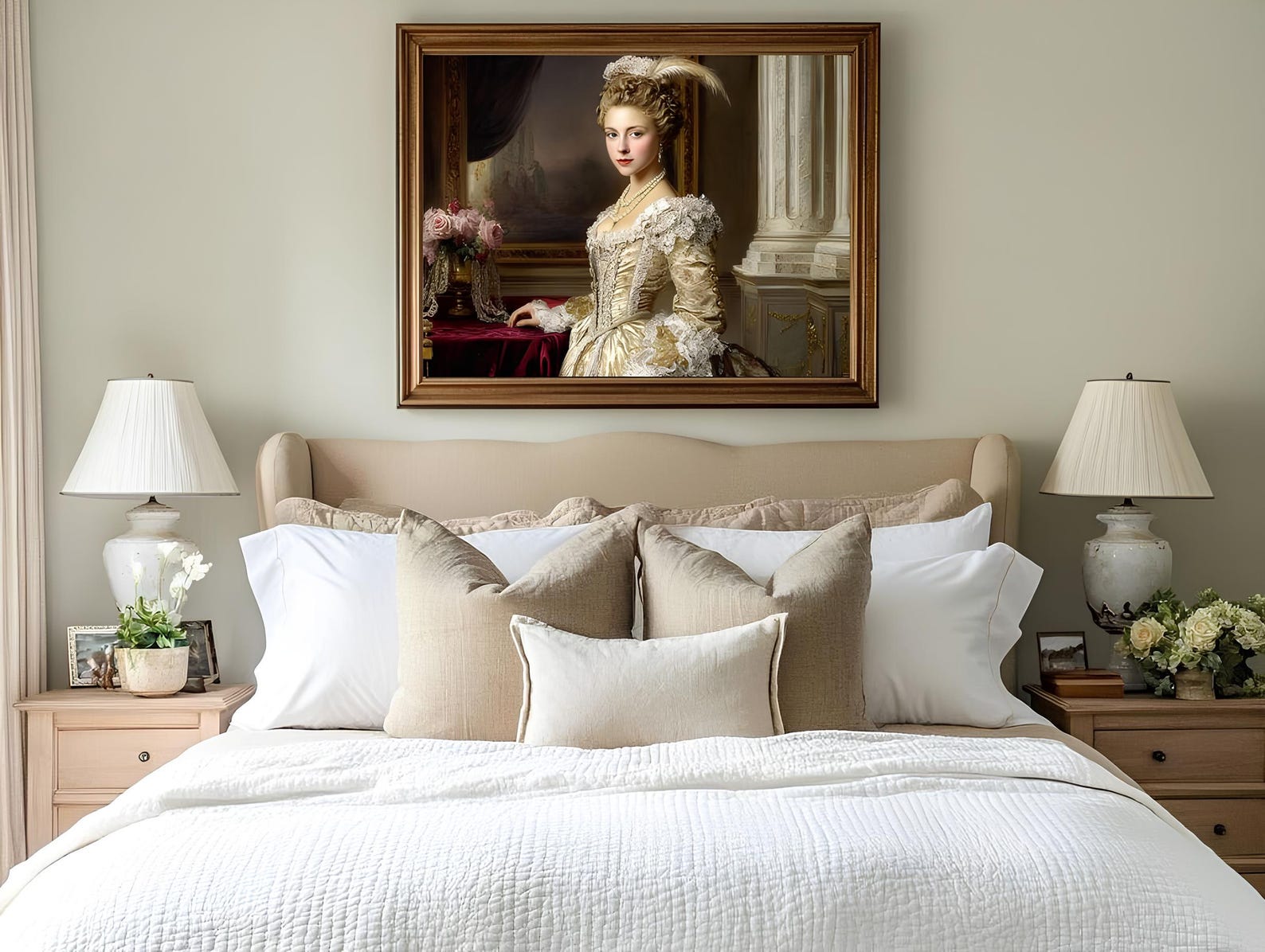 Baroque Royal Lady Portrait, Classic Vintage 18th Century European ...
