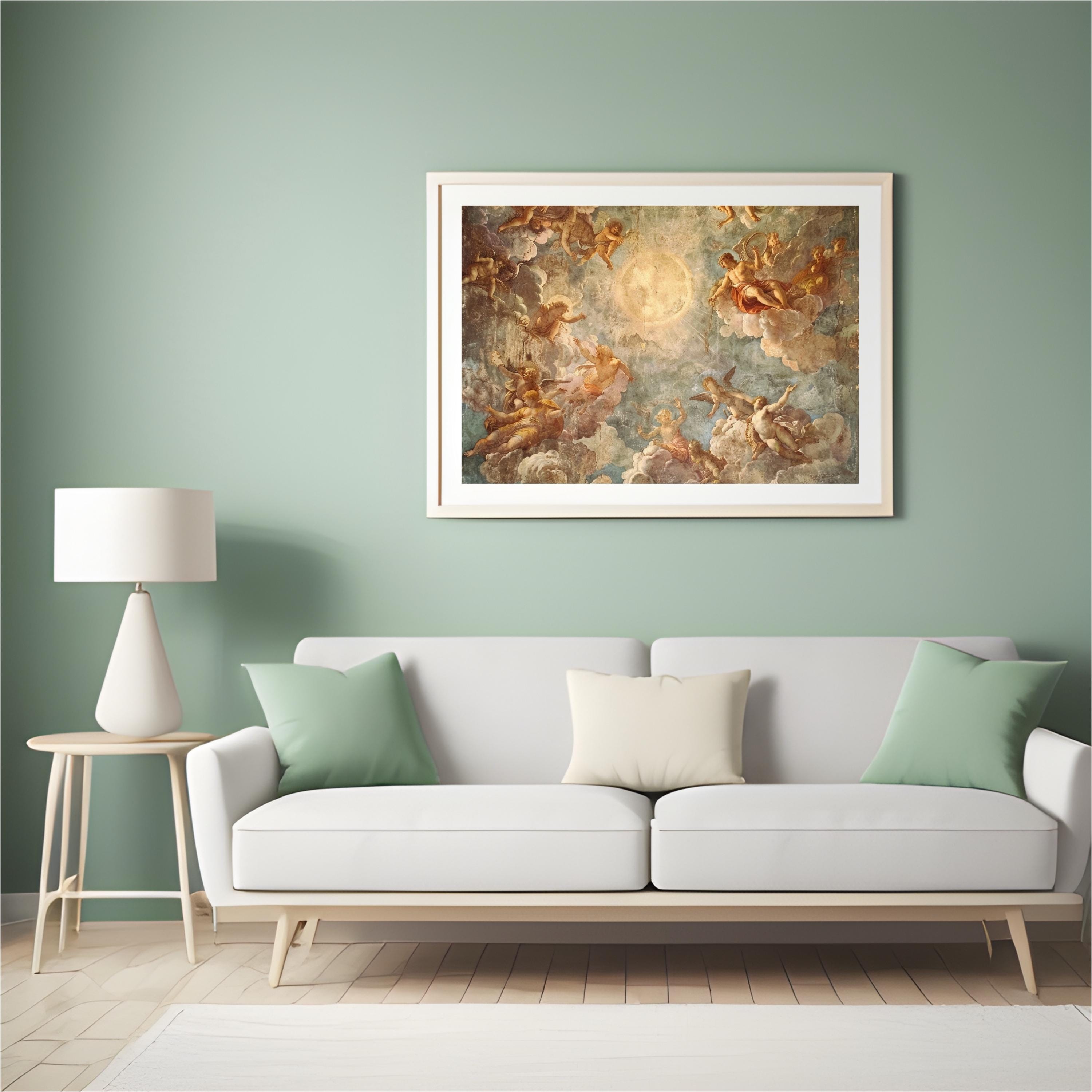 Renaissance Heaven Ascension Canvas Wall Art, Mythological Angels Gods ...