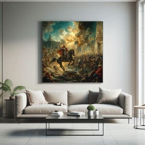 Mythological Battle Scene Canvas Artwork, Mars God of War Painting ...