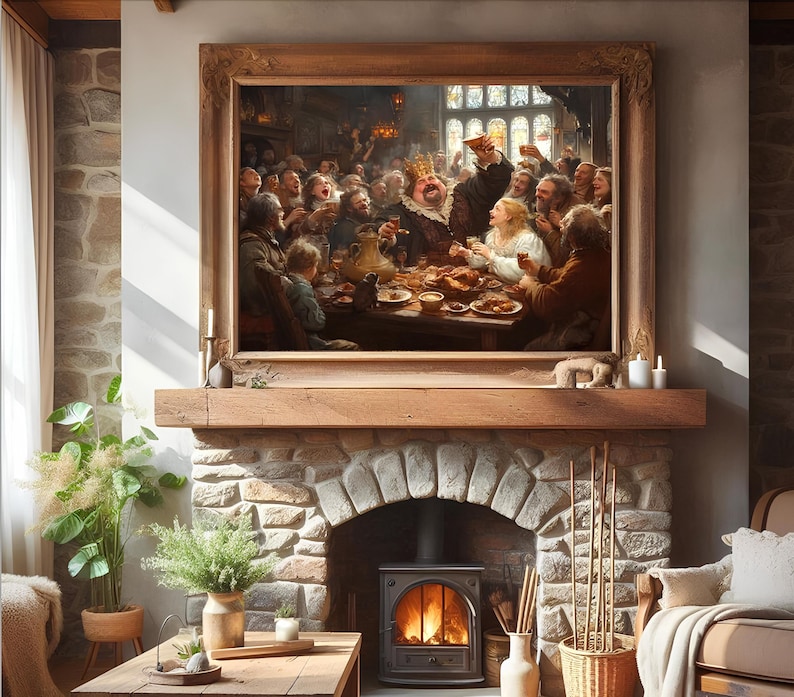Baroque Style Feast Tavern Painting, Classic Renaissance Artwork ...