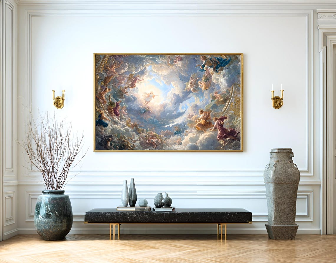 Classical Renaissance Biblical Mural Fresco Painting, Michelangelo ...