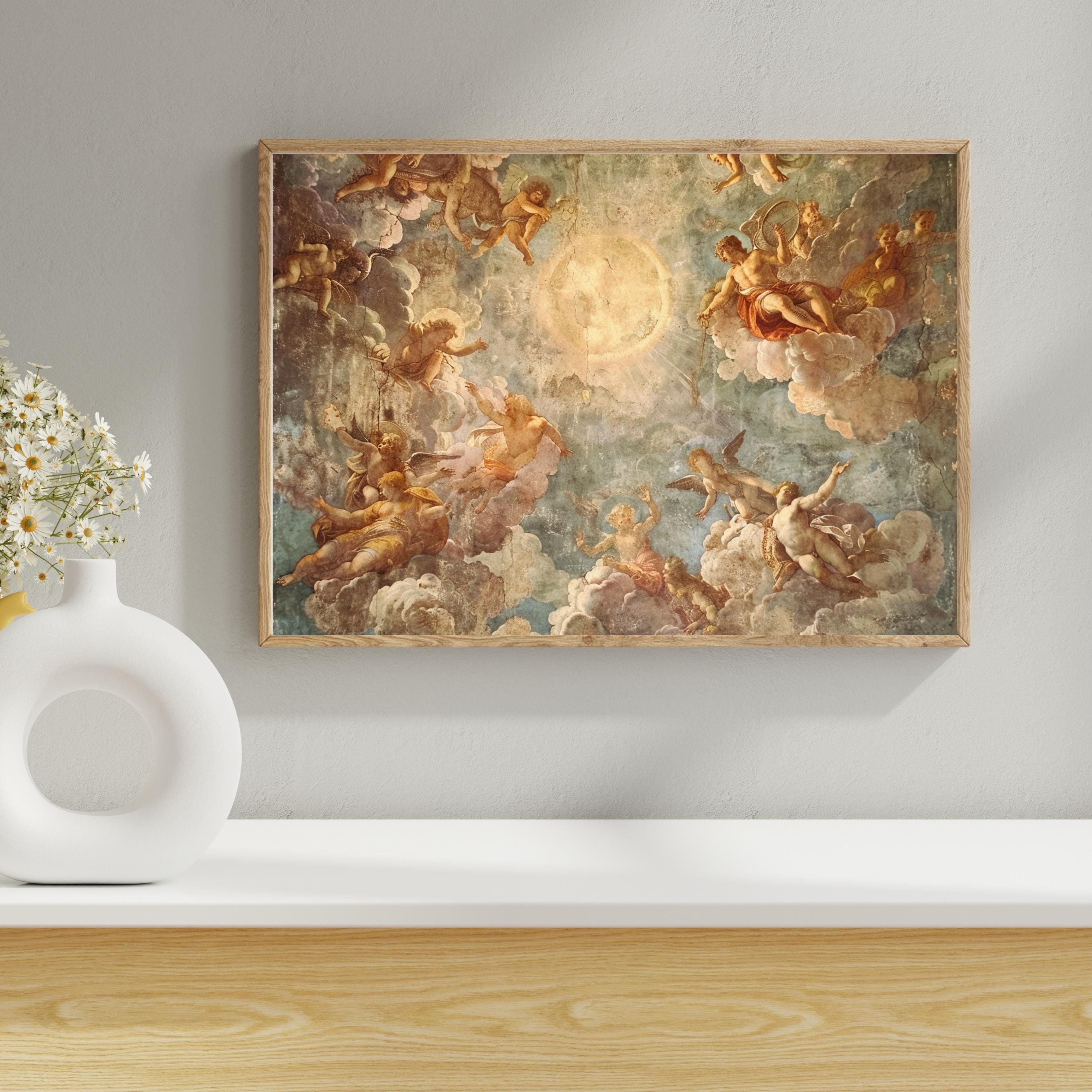 Renaissance Heaven Ascension Canvas Wall Art, Mythological Angels Gods ...