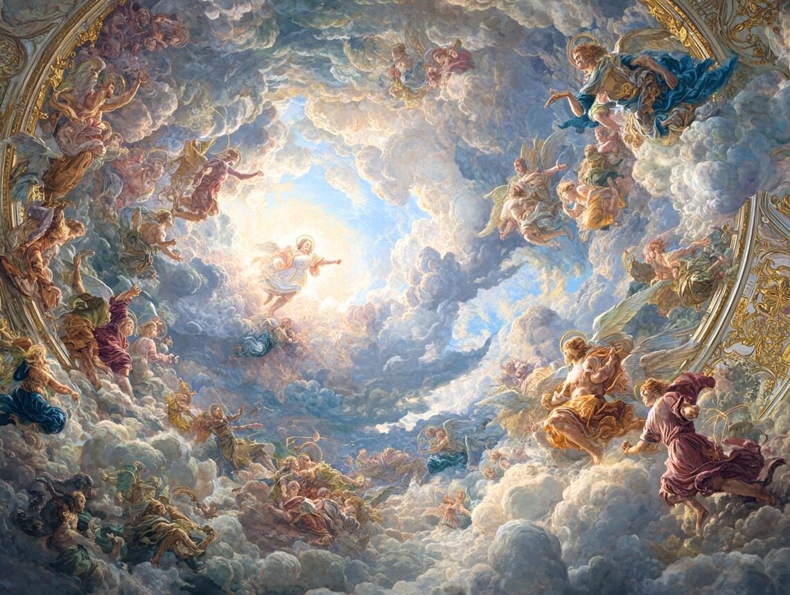 Classical Renaissance Biblical Mural Fresco Painting, Michelangelo ...