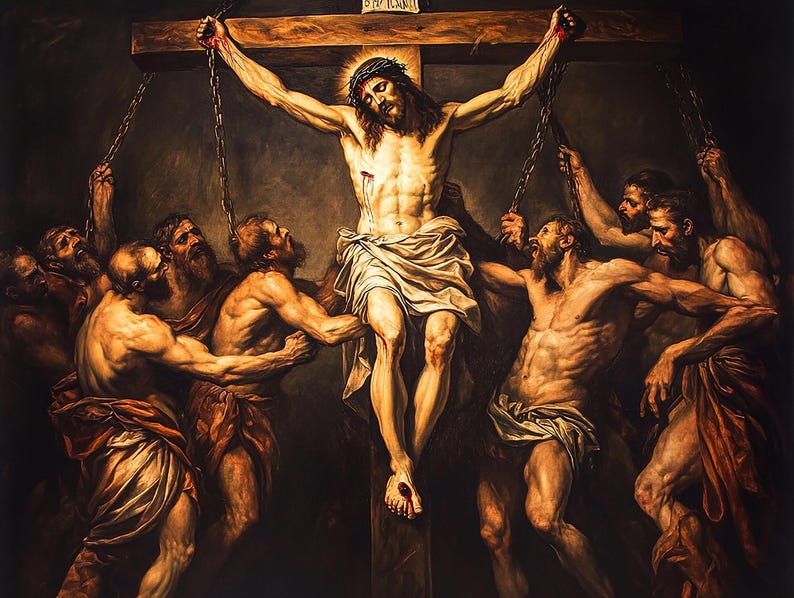 Christ Crucifixion Print Art, Baroque Style Dramatic Wall Art ...