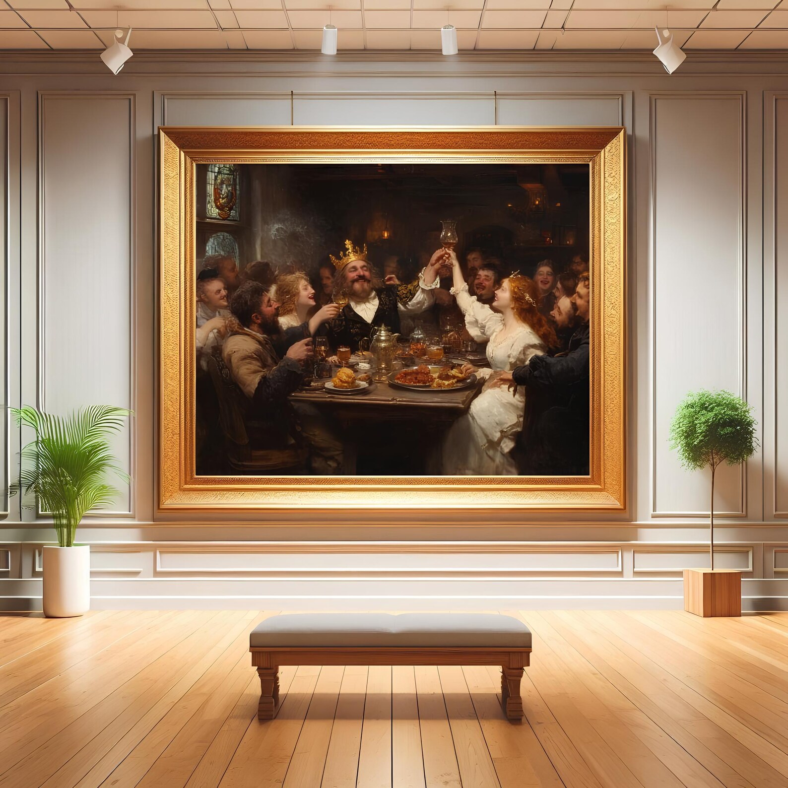 Renaissance Banquet Oil Painting, Medieval Era Feast Painting, Royal ...