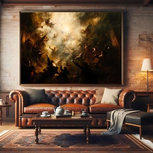 Baroque Style Battle Painting, Dramatic Chiaroscuro Artwork, Heaven and ...