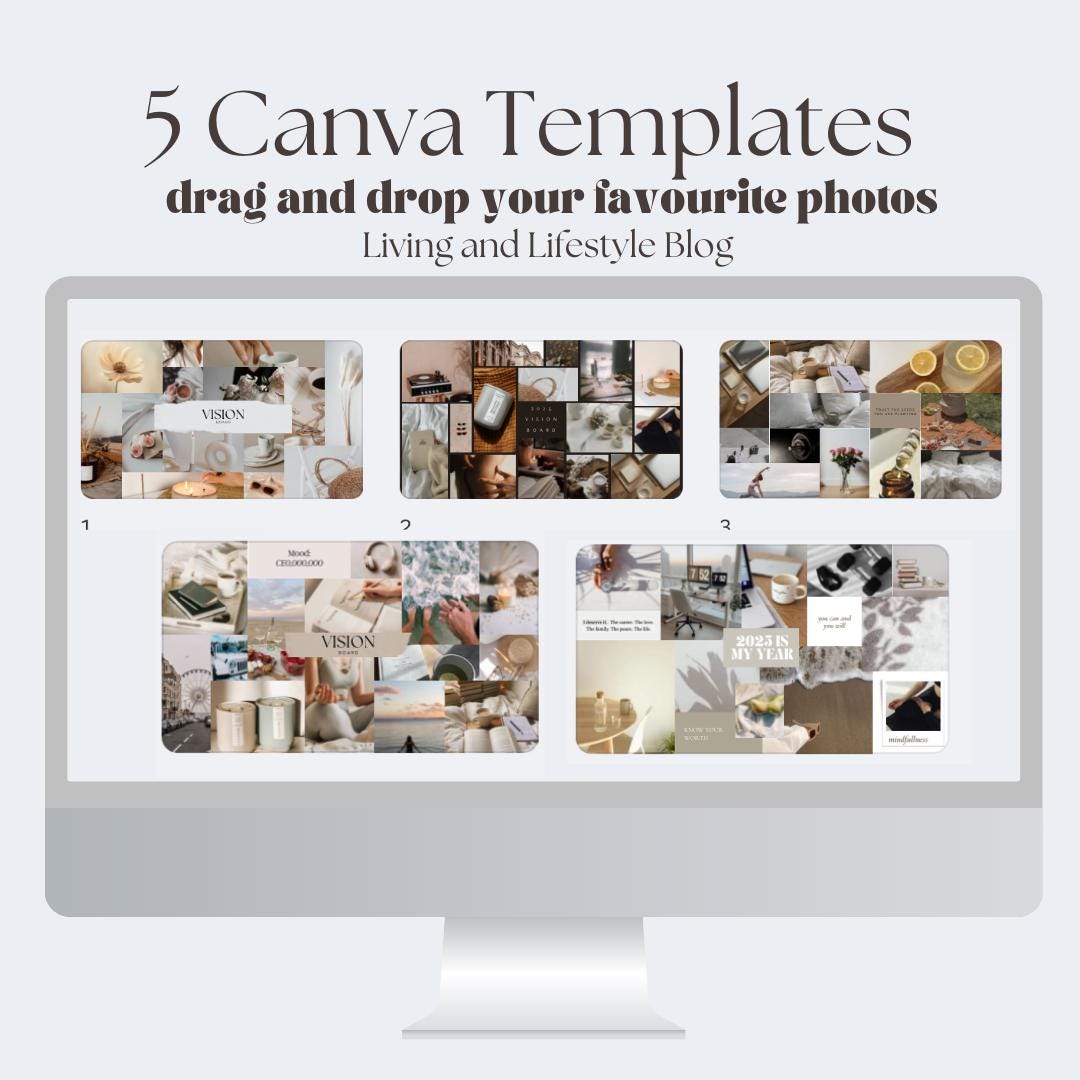 Vision Board Template 2026 | 5 Canva Designs (digital Download) - Etsy UK