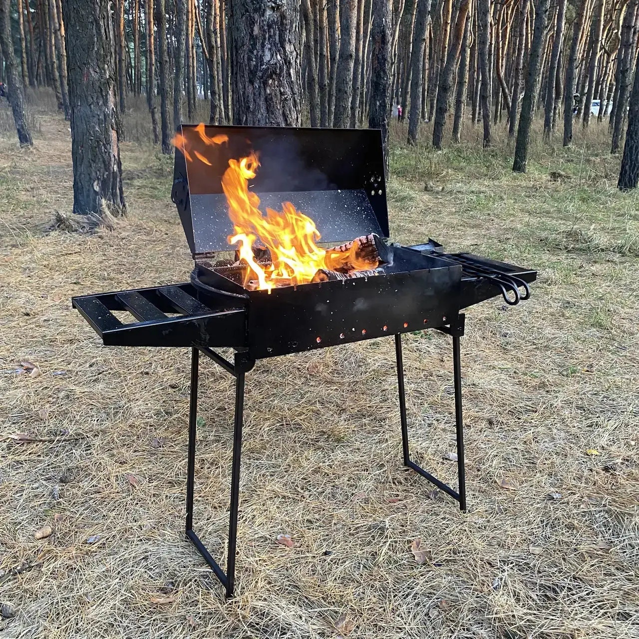 Garden Grill, Portable Grill, BBQ, Charcoal Grill, Iron Wood Grill ...
