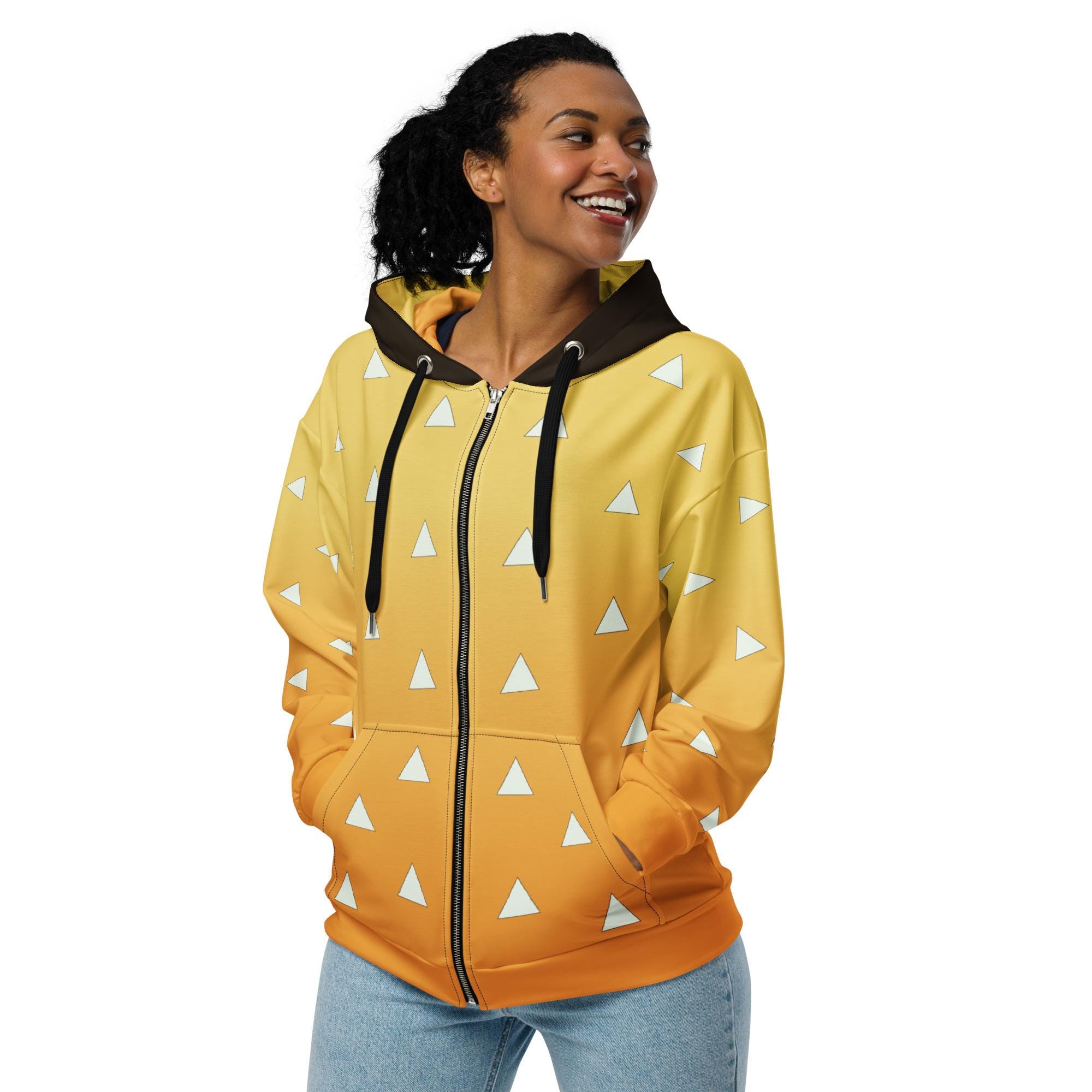 Zenitsu Zip up Hoodie, Demon Slayer Anime Fan Zipper Jacket, Thunder ...