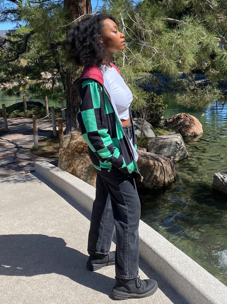 Tanjiro Zip up Hoodie, Demon Slayer Inspired Anime Fan Zipper Jacket ...