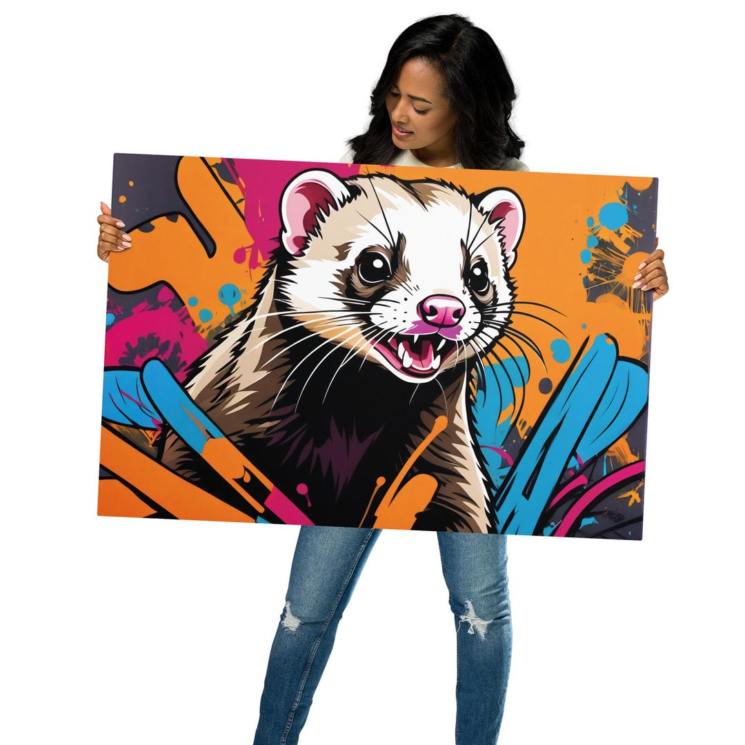 Ferret Graffiti Metal Wall Art Colorful Pop Art Pet Print Modern Animal ...