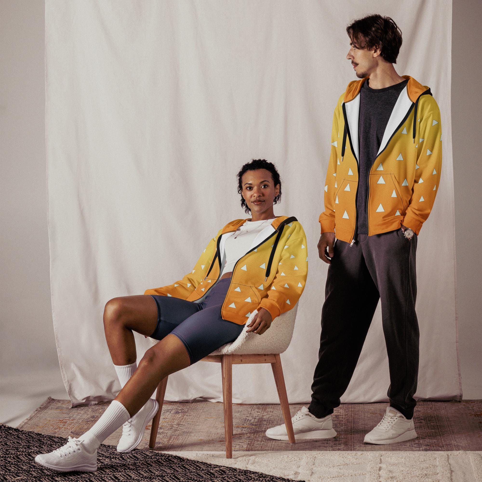 Zenitsu Zip up Hoodie, Demon Slayer Anime Fan Zipper Jacket, Thunder ...