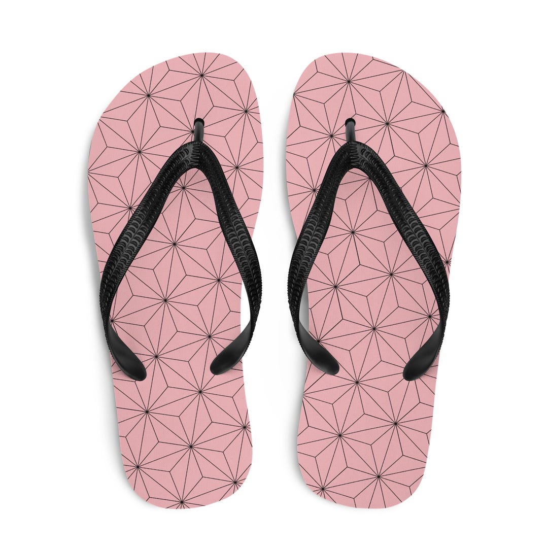 Pink Anime Flip Flops Demon Slayer Nezuko Sandals Cute Pink Otaku ...