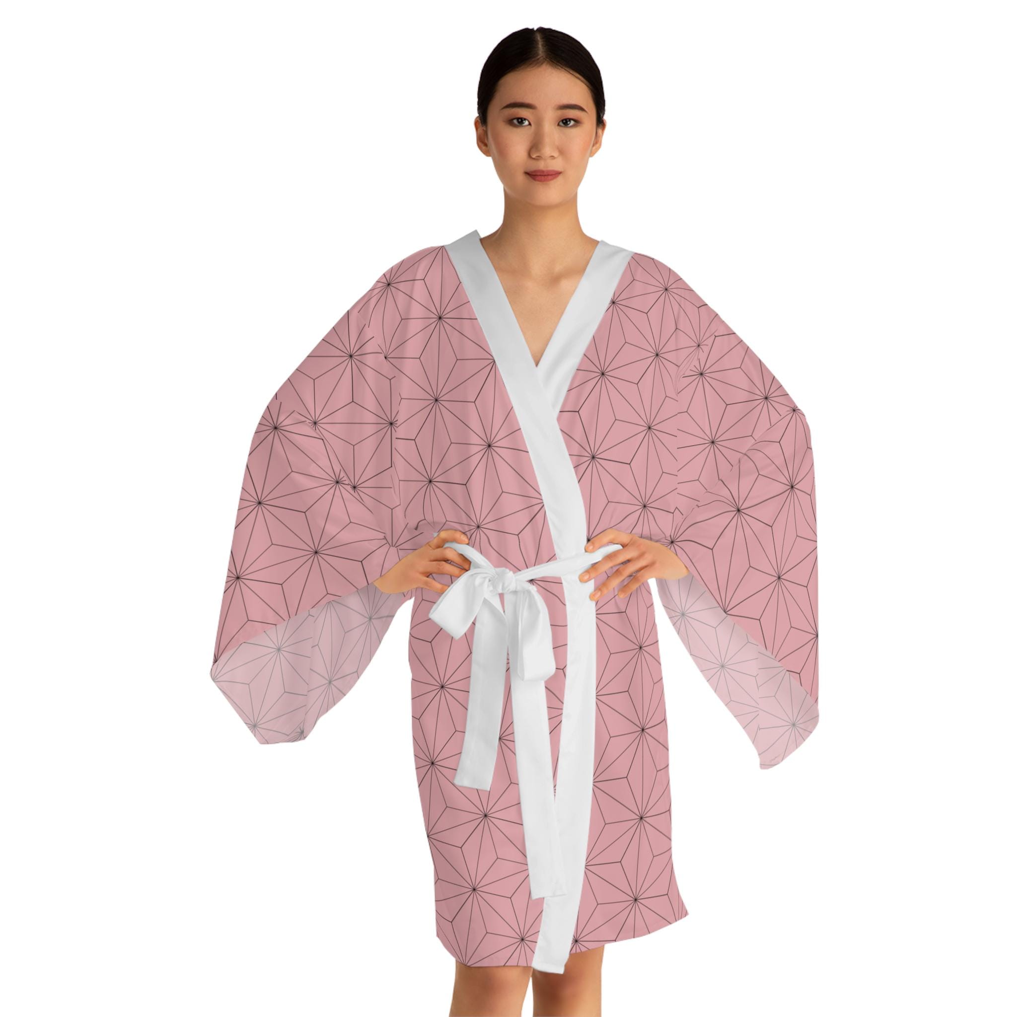 Nezuko Pink Long Sleeve Kimono, Demon Slayer Anime Inspired Kamado ...