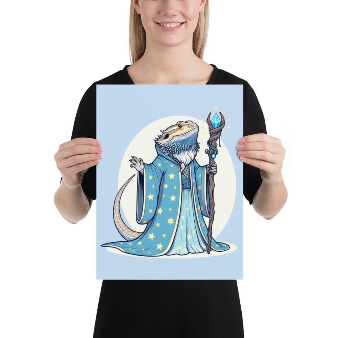 Bearded Dragon Wizard Art Poster: Fantasy Reptile Decor - Etsy