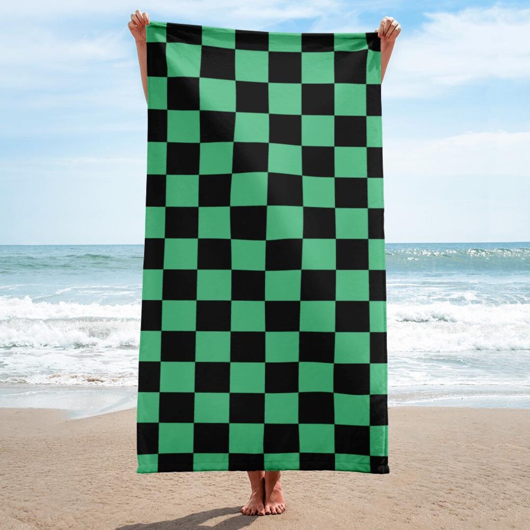 Tanjiro Anime Beach Towel Demon Slayer Inspired Geometric Pattern ...