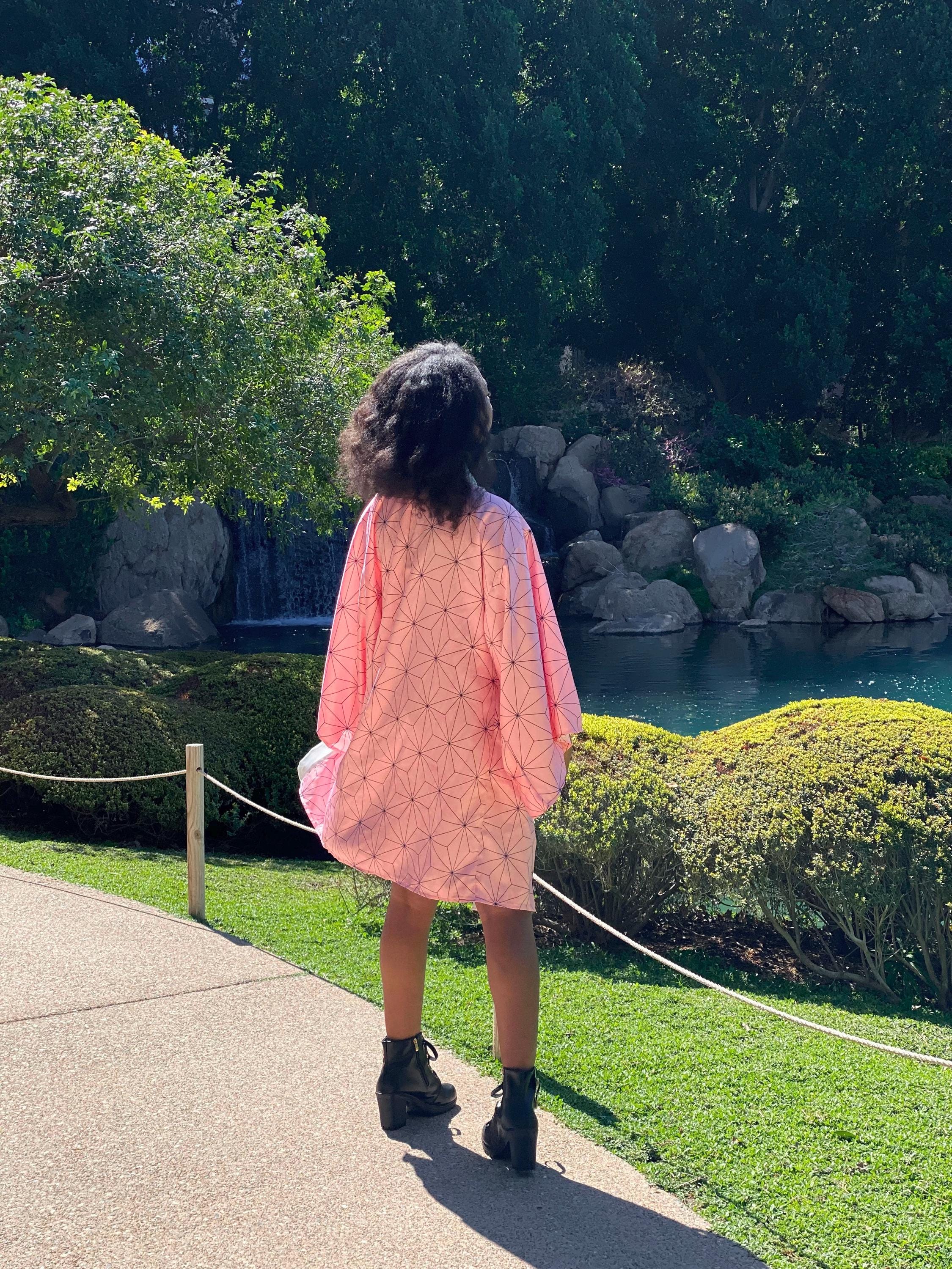 Nezuko Pink Long Sleeve Kimono, Demon Slayer Anime Inspired Kamado ...