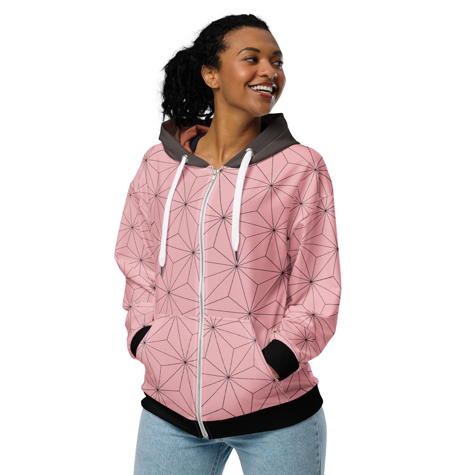 Nezuko Zip up Hoodie, Demon Slayer Inspired Anime Fan Zipper Jacket ...