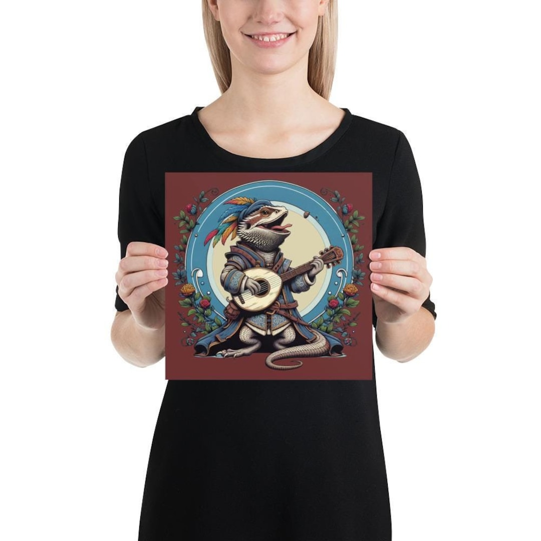 Bearded Dragon Bard Poster: DND Lizard Art - Etsy