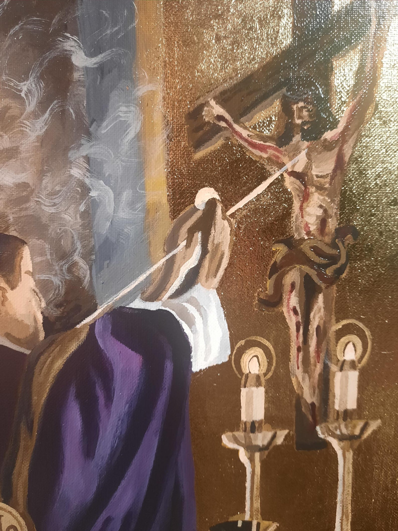 A Priest's Communion. Prints of Acrylic Painting of the Eucharist and ...