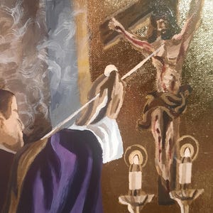 A Priest's Communion. Prints of Acrylic Painting of the Eucharist and ...