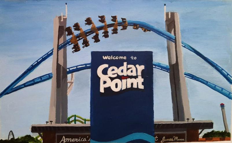 Fun at Cedar Point Roller Coaster Acrylic Painting Art Print - Etsy