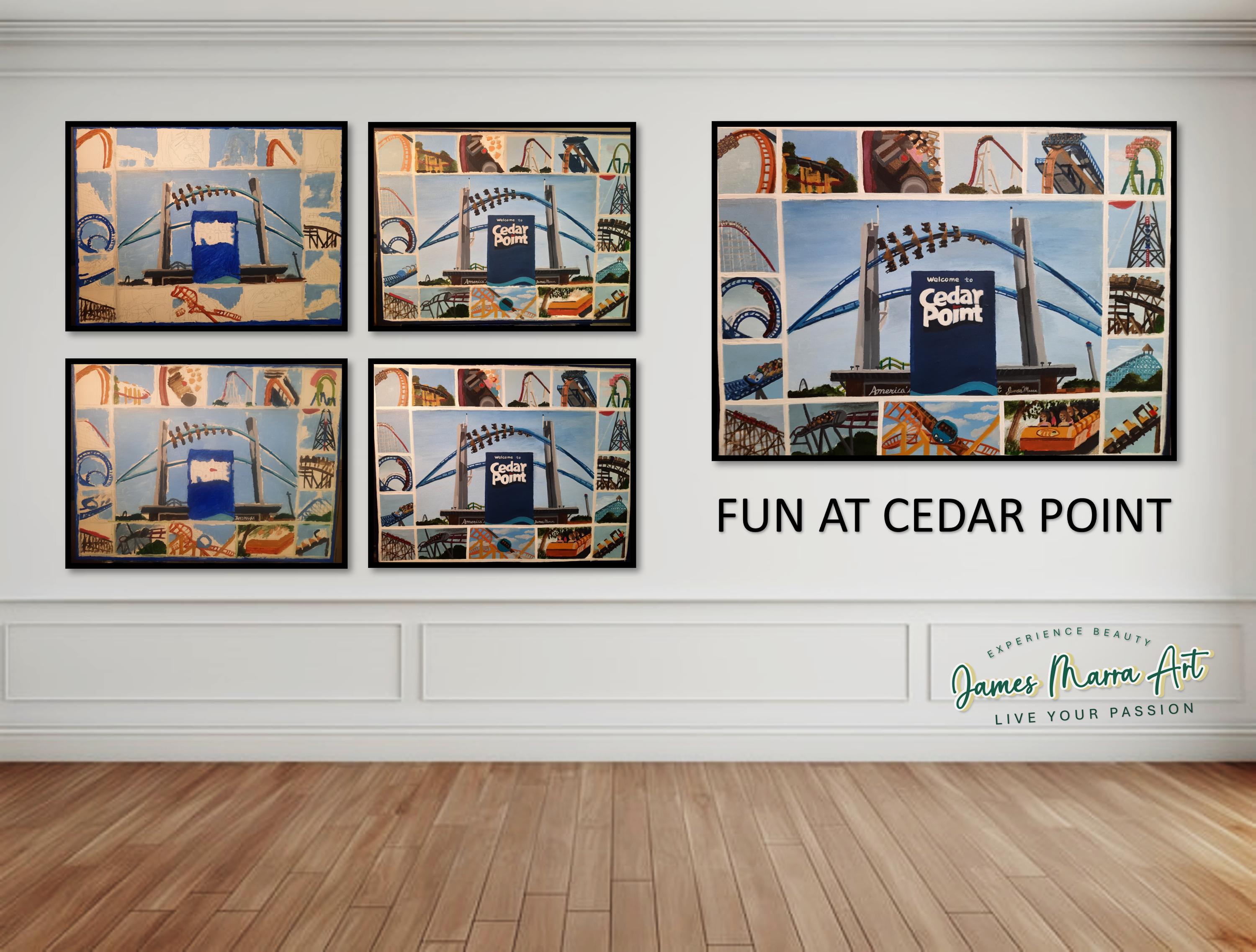Fun at Cedar Point Roller Coaster Acrylic Painting Art Print - Etsy