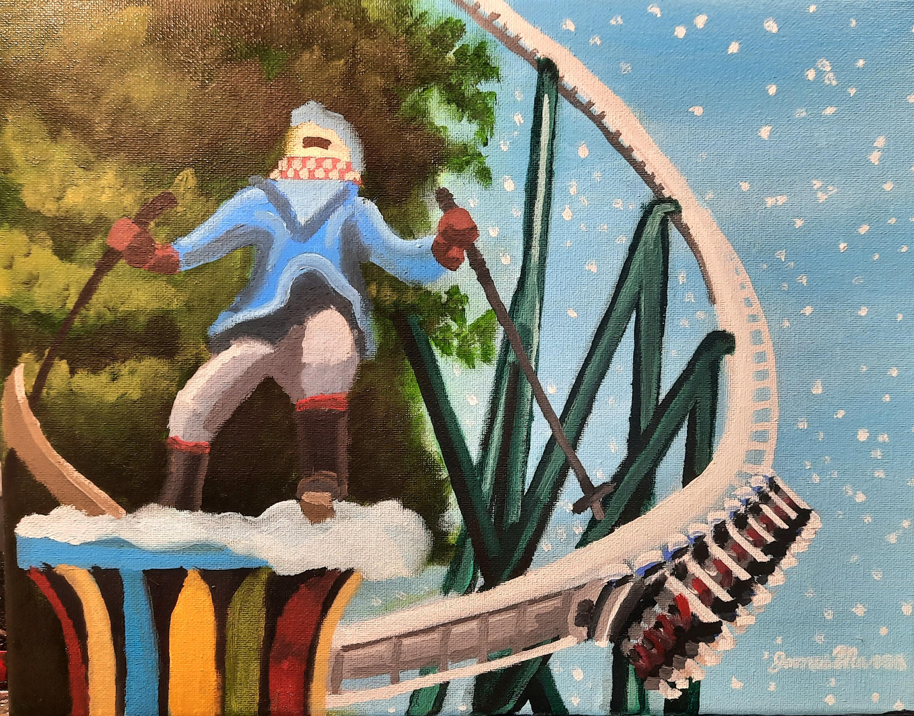 Ski Coaster. Original Acrylic Painting Depicting a Roller Coaster and ...