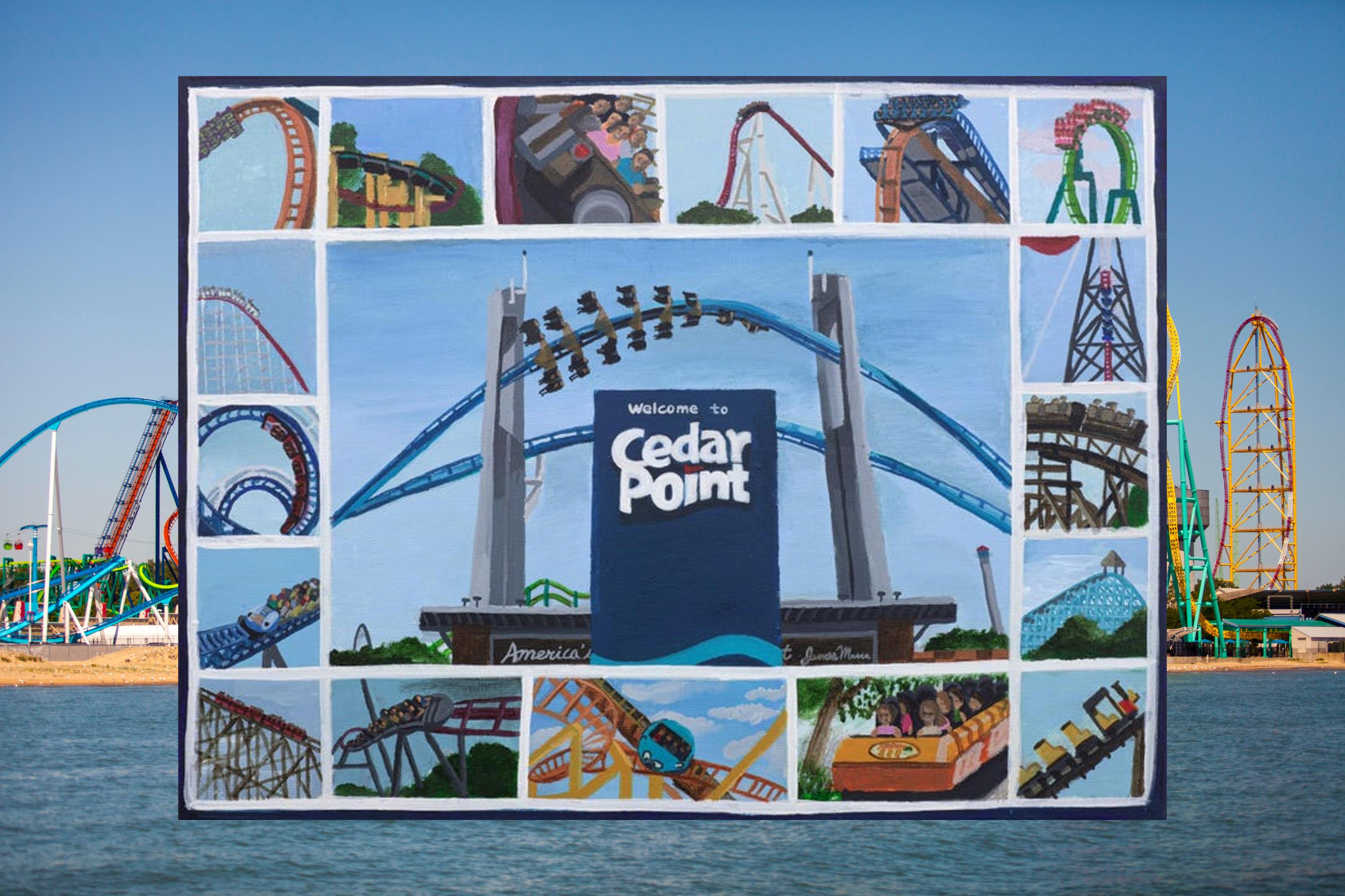 Fun at Cedar Point Roller Coaster Acrylic Painting Art Print - Etsy