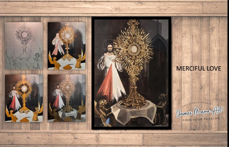 Merciful Love. Prints of Acrylic Painting of the Eucharist and Divine ...