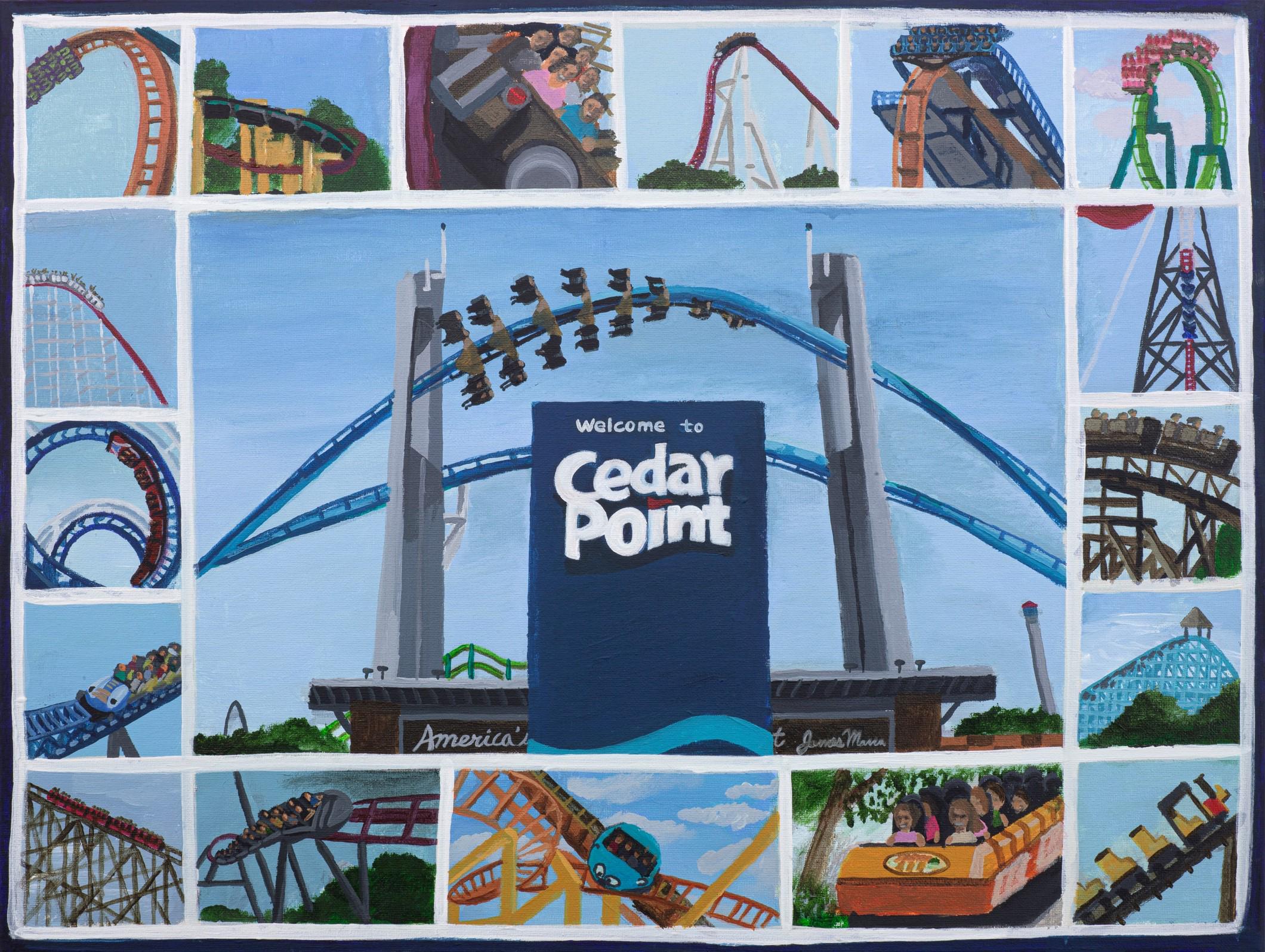 Fun at Cedar Point Roller Coaster Acrylic Painting Art Print - Etsy
