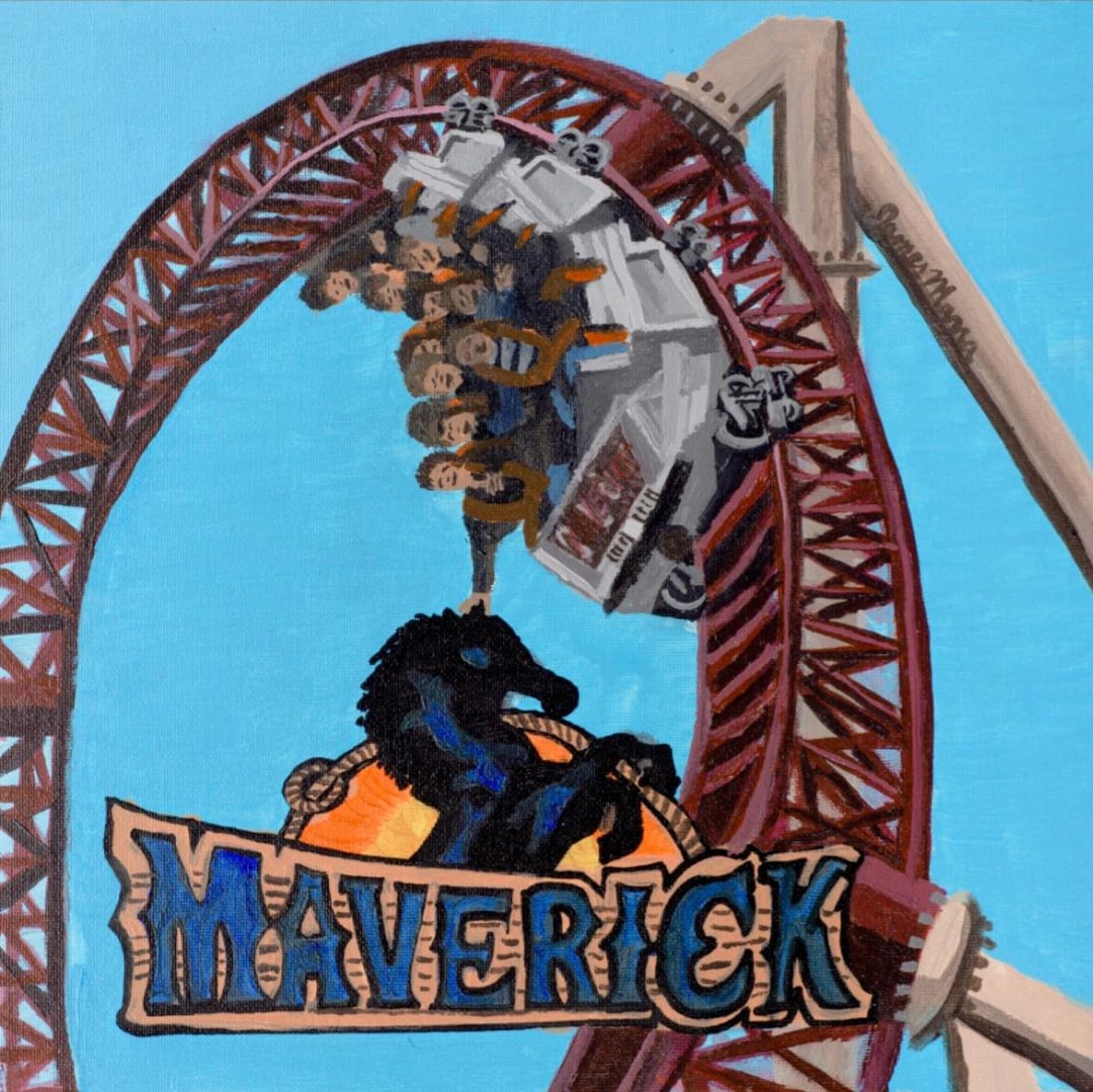 Maverick Roller Coaster Painting: Original Acrylic Art, Cedar Point - Etsy