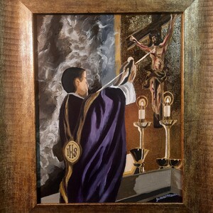 A Priest's Communion. Prints of Acrylic Painting of the Eucharist and ...