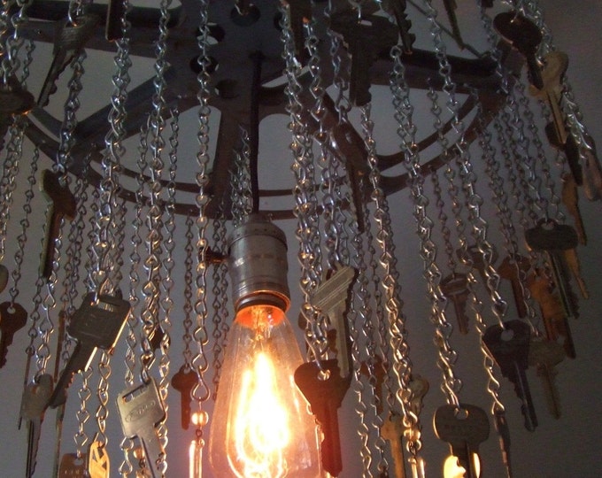 Art Deco Inspired Industrial Reclaimed Recycled Metal Keys Chandelier ...