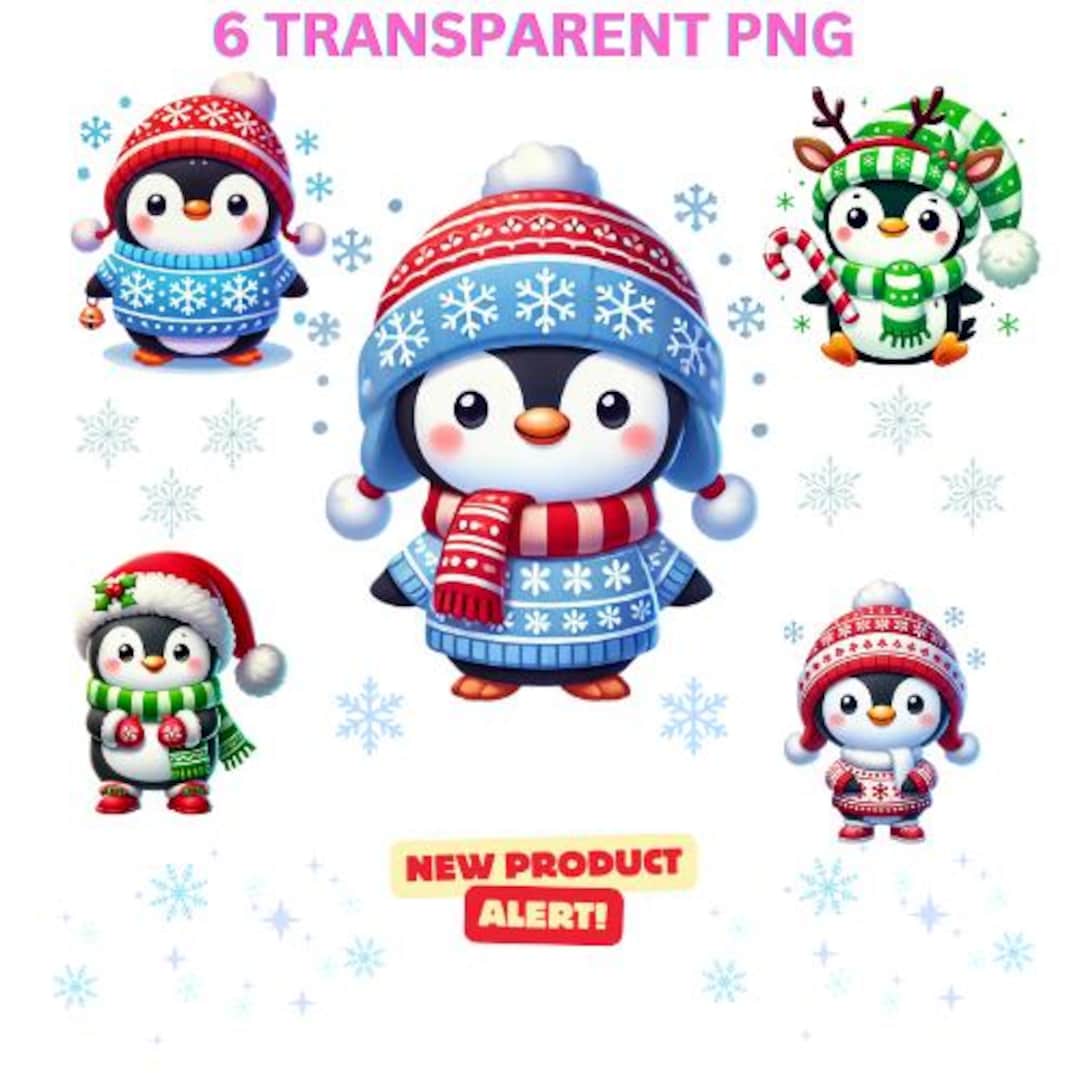 5 Winter Penguin Clipart PNG, Christmas Penguin Clipart,christmas ...