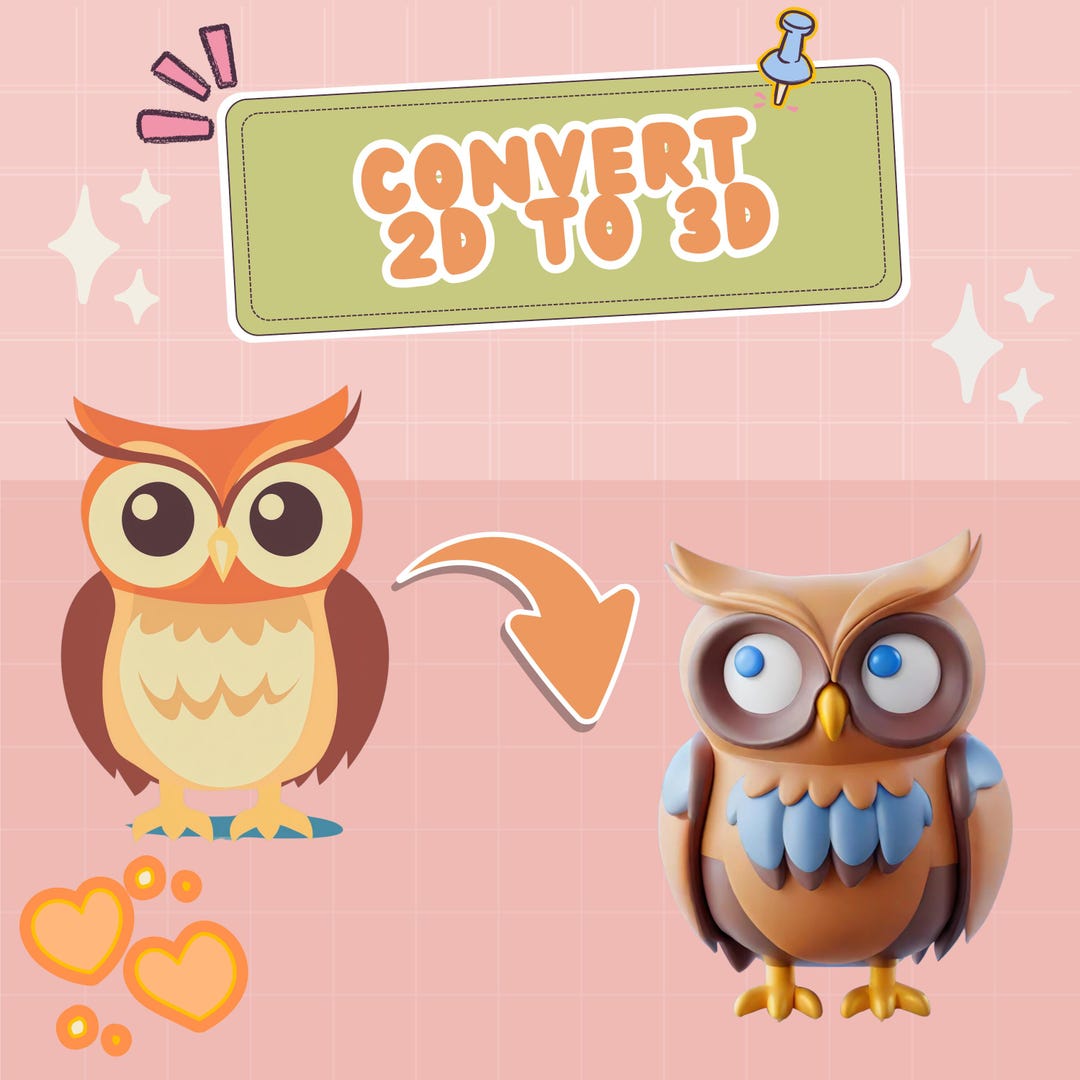 CUSTOM 2D to 3D, 3D Modeling Service, Cute, 3D Art, 3D Model Commission ...