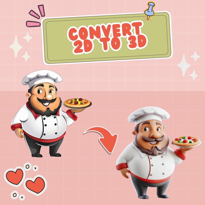 CUSTOM 2D to 3D, 3D Modeling Service, Cute, 3D Art, 3D Model Commission, 3D Design Service, 2D ...