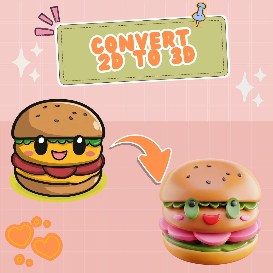 CUSTOM 2D to 3D, 3D Modeling Service, Cute, 3D Art, 3D Model Commission ...