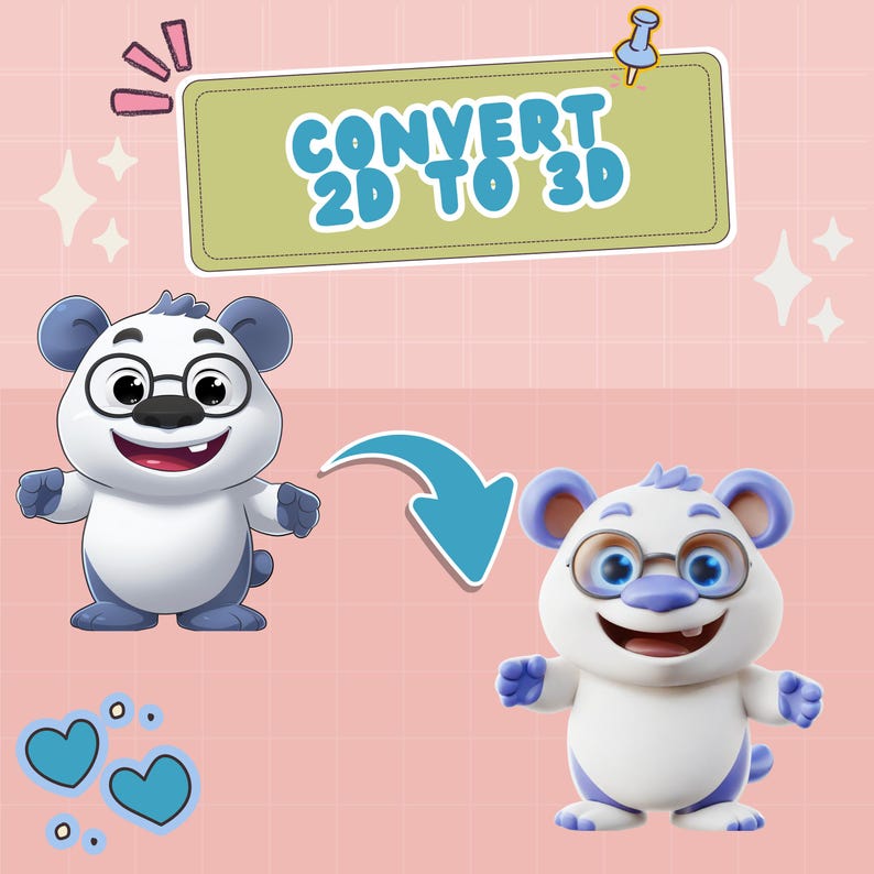 CUSTOM 2D to 3D, 3D Modeling Service, Cute, 3D Art, 3D Model Commission, 3D Design Service, 2D ...