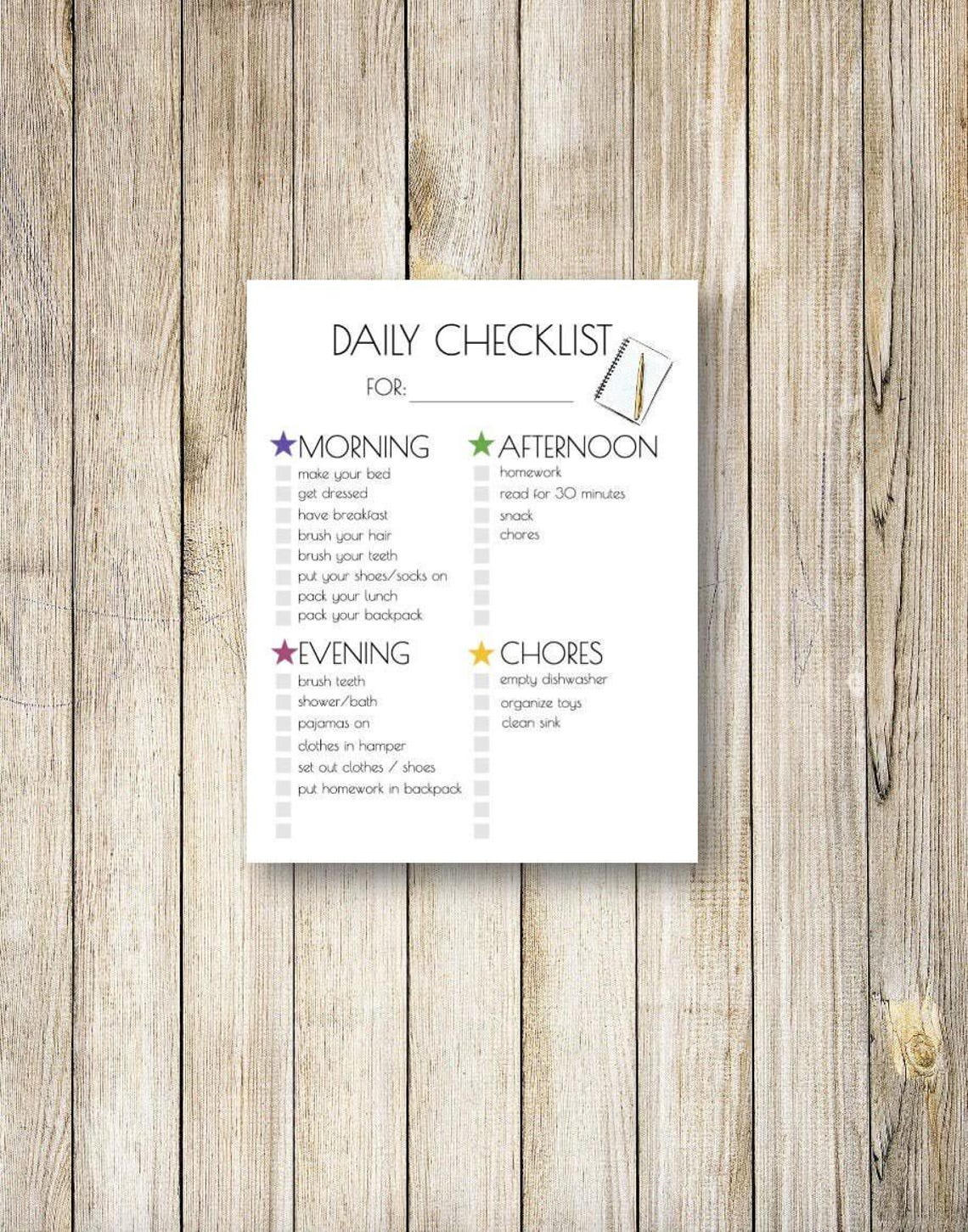 Editable Daily Checklist, Daily Routine, Printable Daily Routine ...
