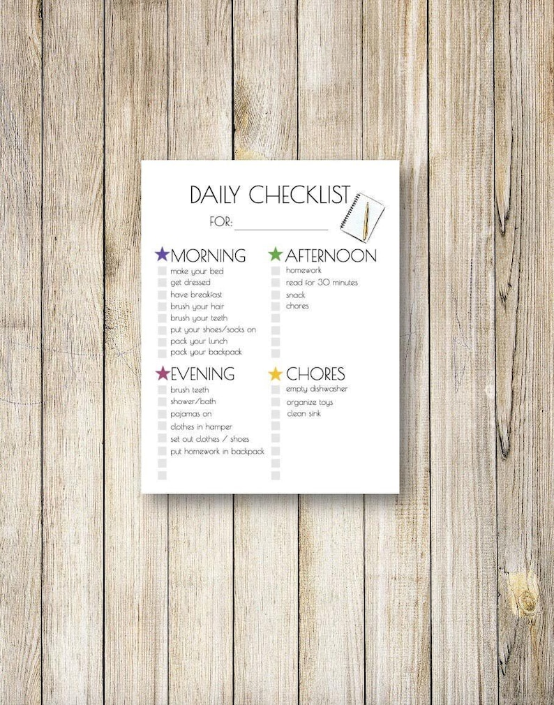 Editable Daily Checklist, Daily Routine, Printable Daily Routine ...