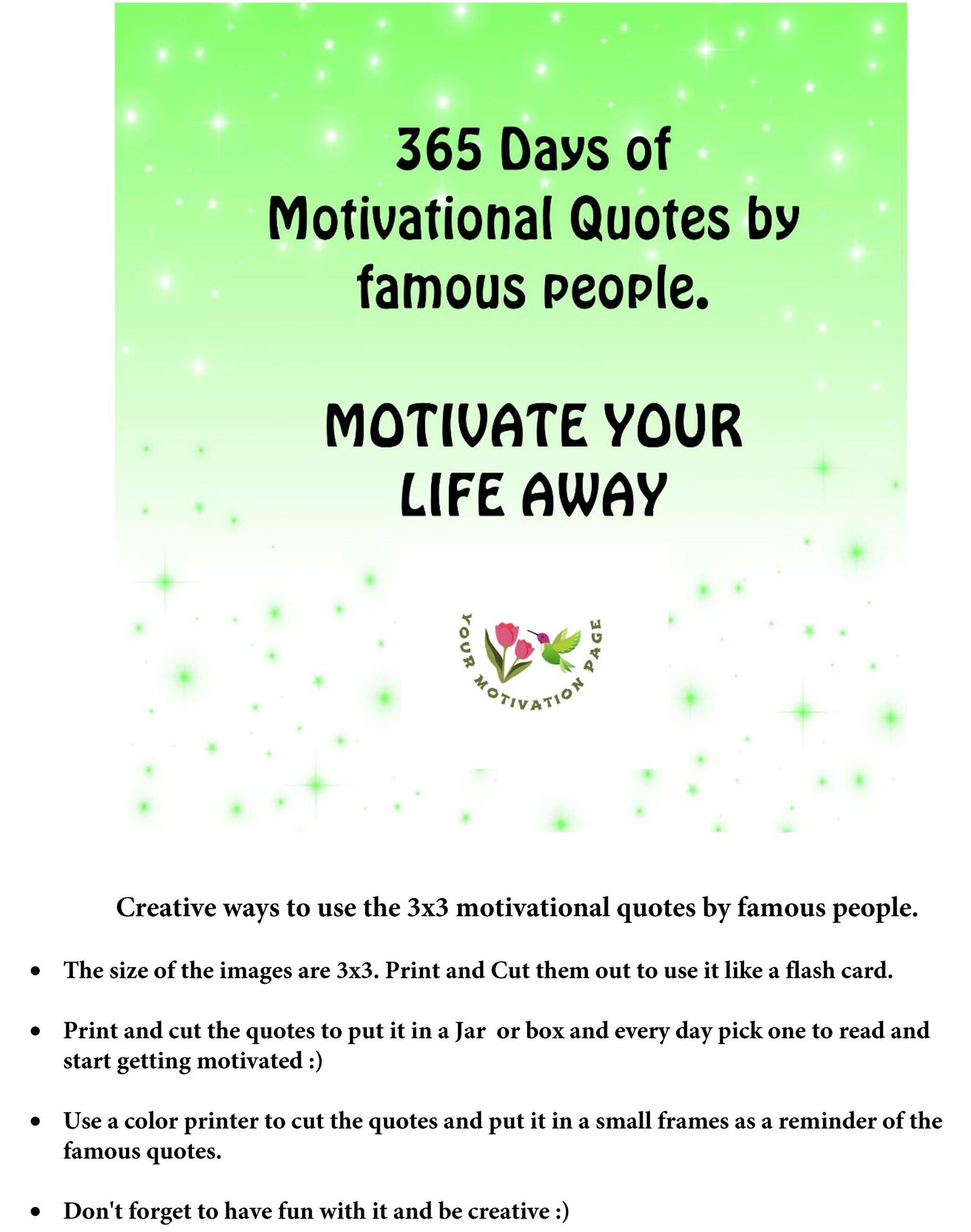 365 Days of Motivational Quotes (printables) - Etsy