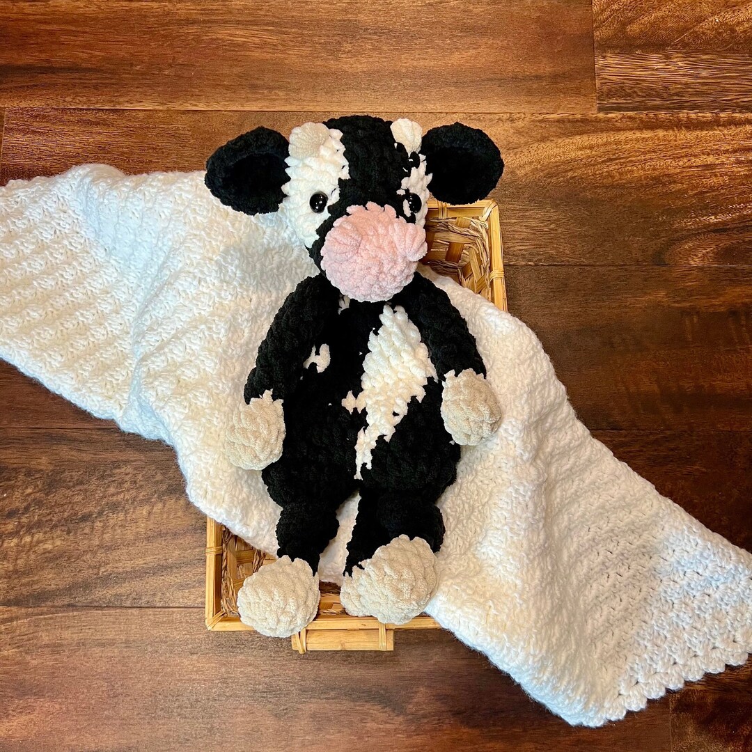 Cow Knotted Lovey, Knotted Cow Snuggler, Cow Comfort Item, Crochet ...