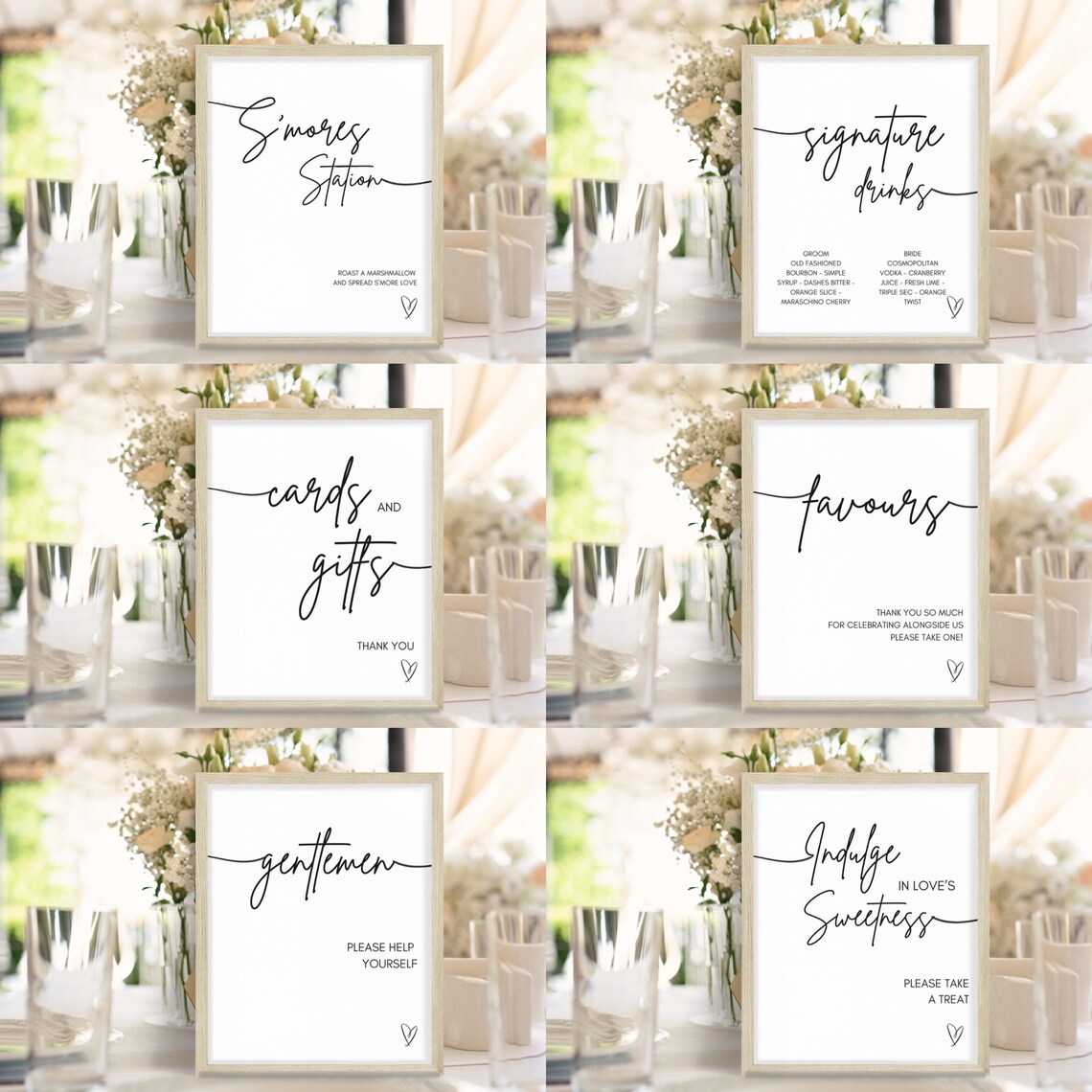 Minimalist 18 Custom Sign Template Bundles, Modern Wedding Sign ...